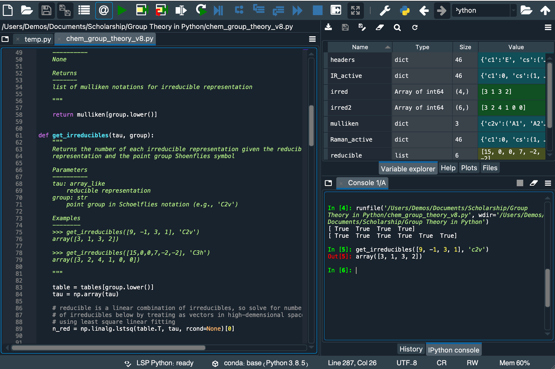Chapter 13 Command Line Spyder Scientific Computing For Chemists